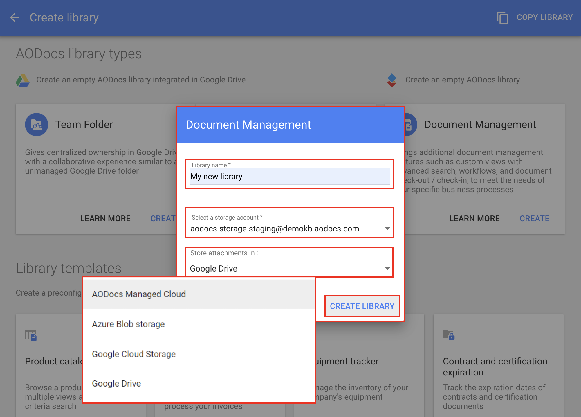 Create a library from scratch – AODocs Knowledge Base