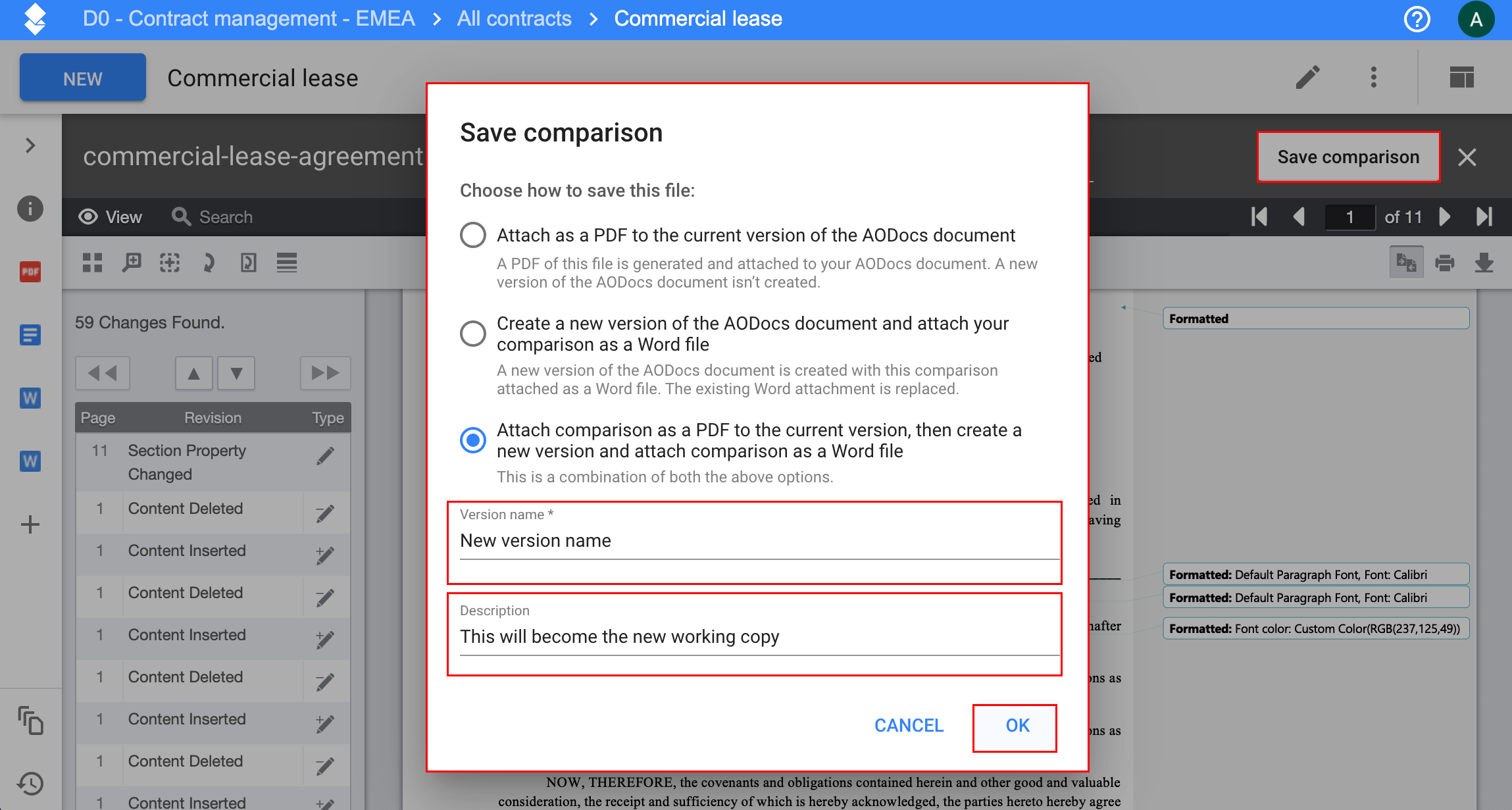 Use the Compare feature in attached Word files to compare versions ...