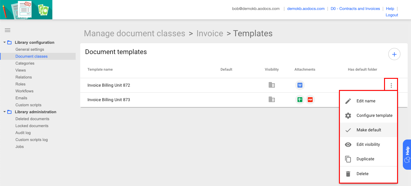 Manage your document templates – AODocs Knowledge Base