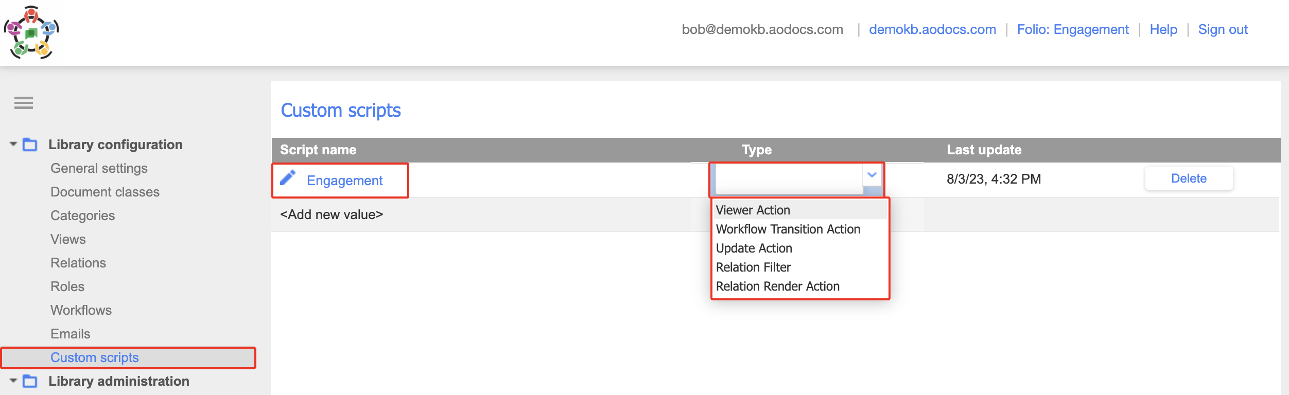 Set up custom scripts in your Folio libraries – AODocs Knowledge Base