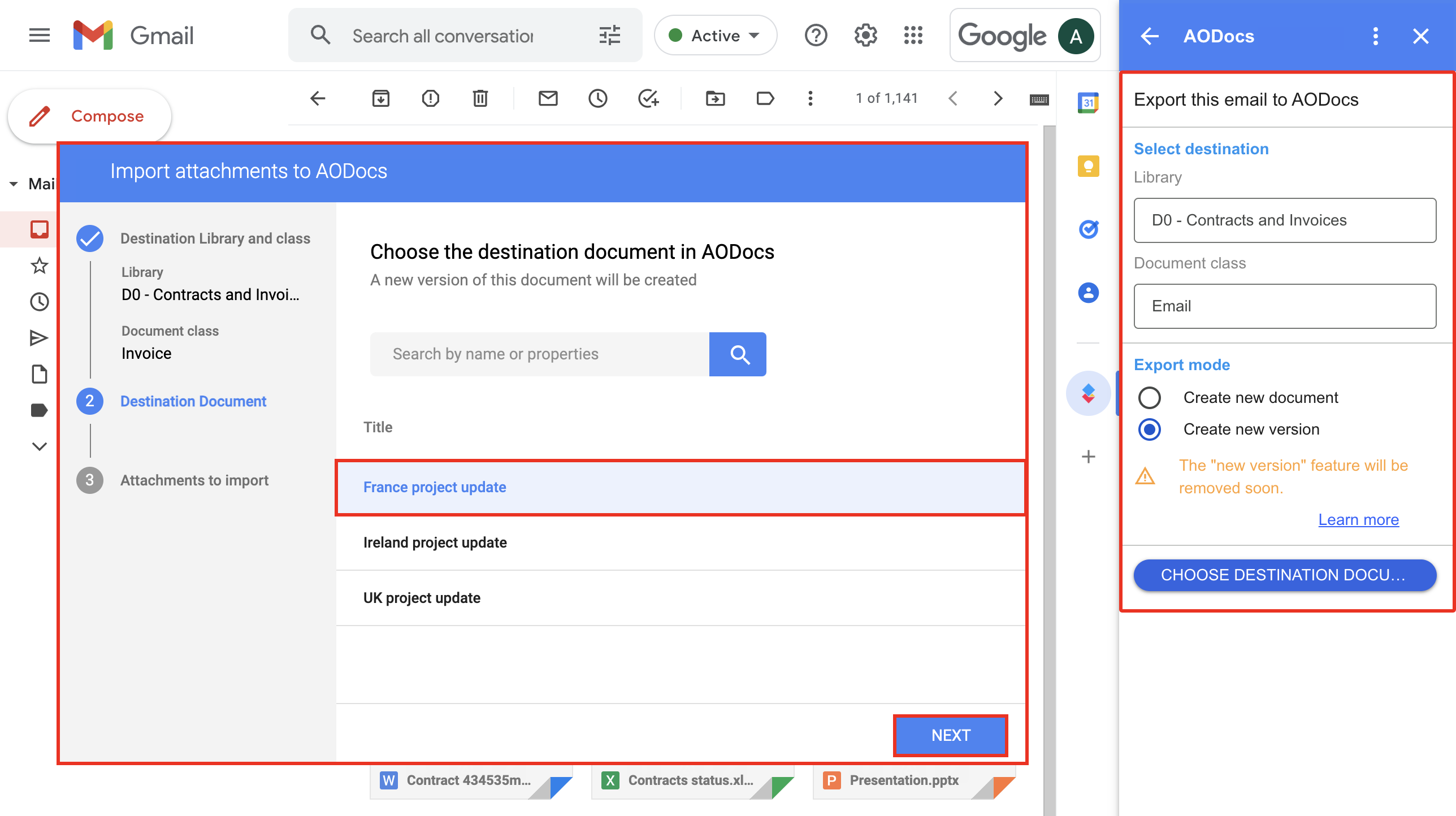 Export a Gmail message you received into an AODocs library – AODocs Knowledge Base