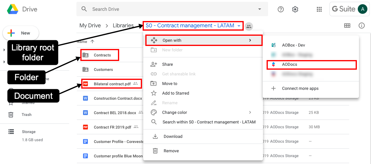 Switch between the AODocs interface and Google Drive – AODocs Knowledge Base