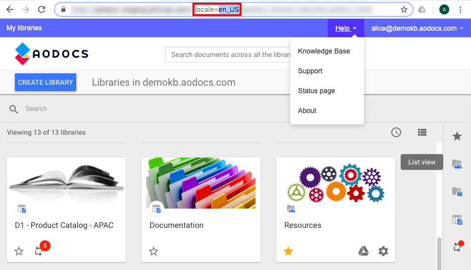 Change the language of AODocs and the Smartbar – AODocs Knowledge Base