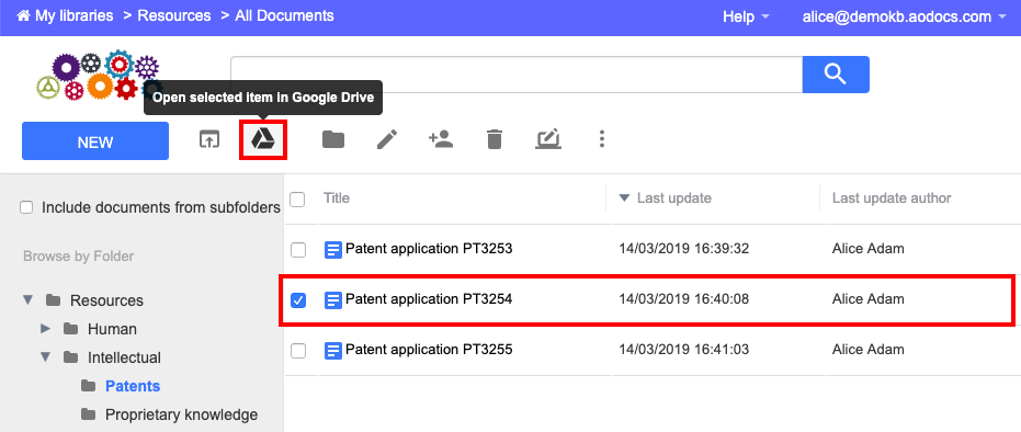 Switch between the AODocs interface and Google Drive – AODocs Knowledge Base