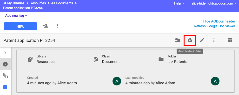 Switch between the AODocs interface and Google Drive – AODocs Knowledge Base