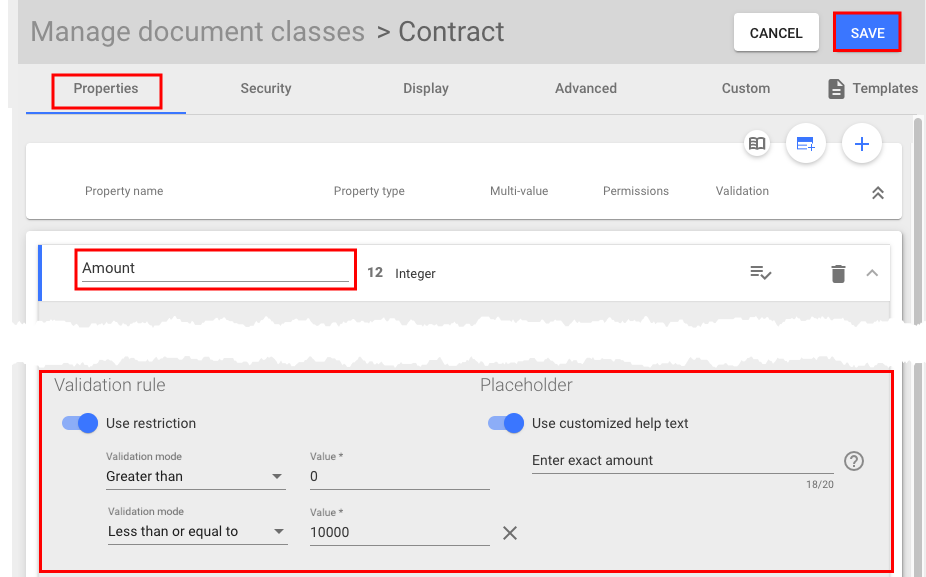 Configure data validation for custom properties – AODocs Knowledge Base
