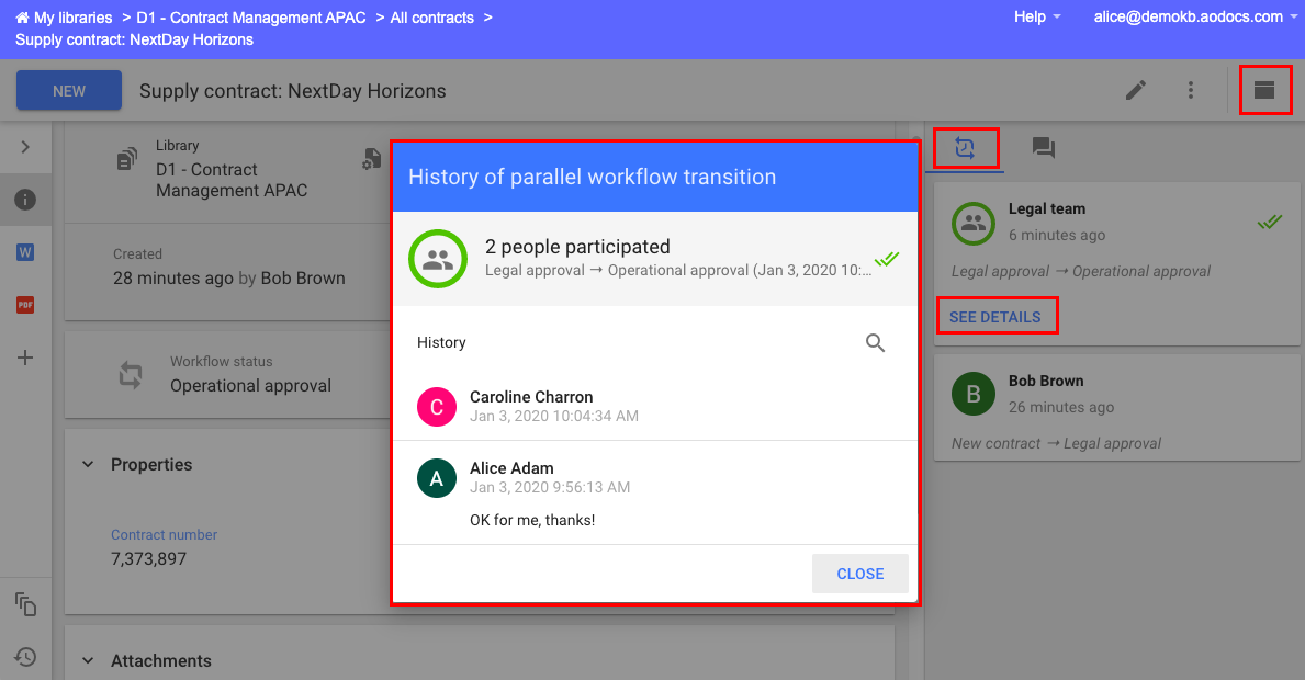 Perform workflow actions – AODocs Knowledge Base