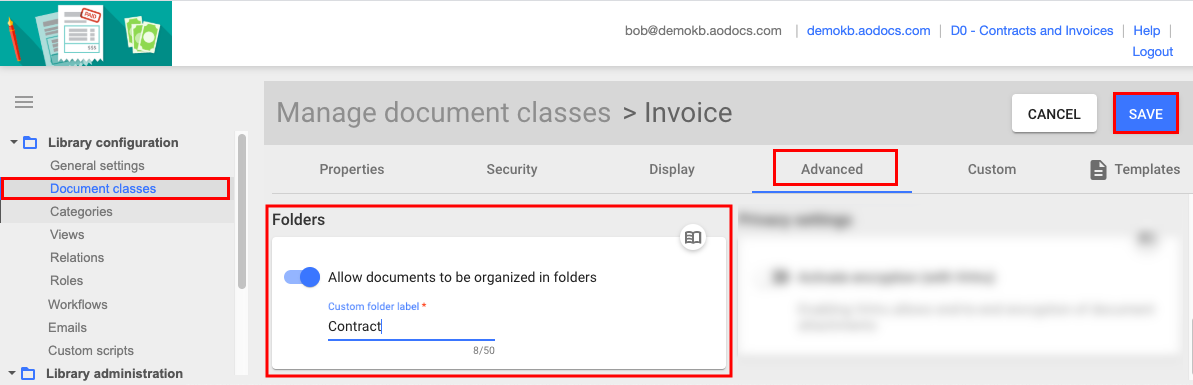 Configure folders in your document class – AODocs Knowledge Base