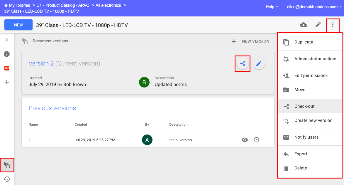 Check Out A Document Create A Draft Version Aodocs Knowledge Base 4309