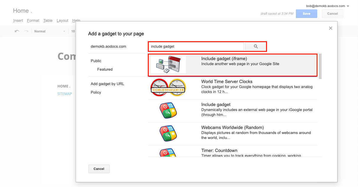 Insert a view into a Google Site – AODocs Knowledge Base