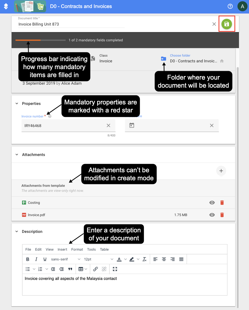 Create documents from a template – AODocs Knowledge Base