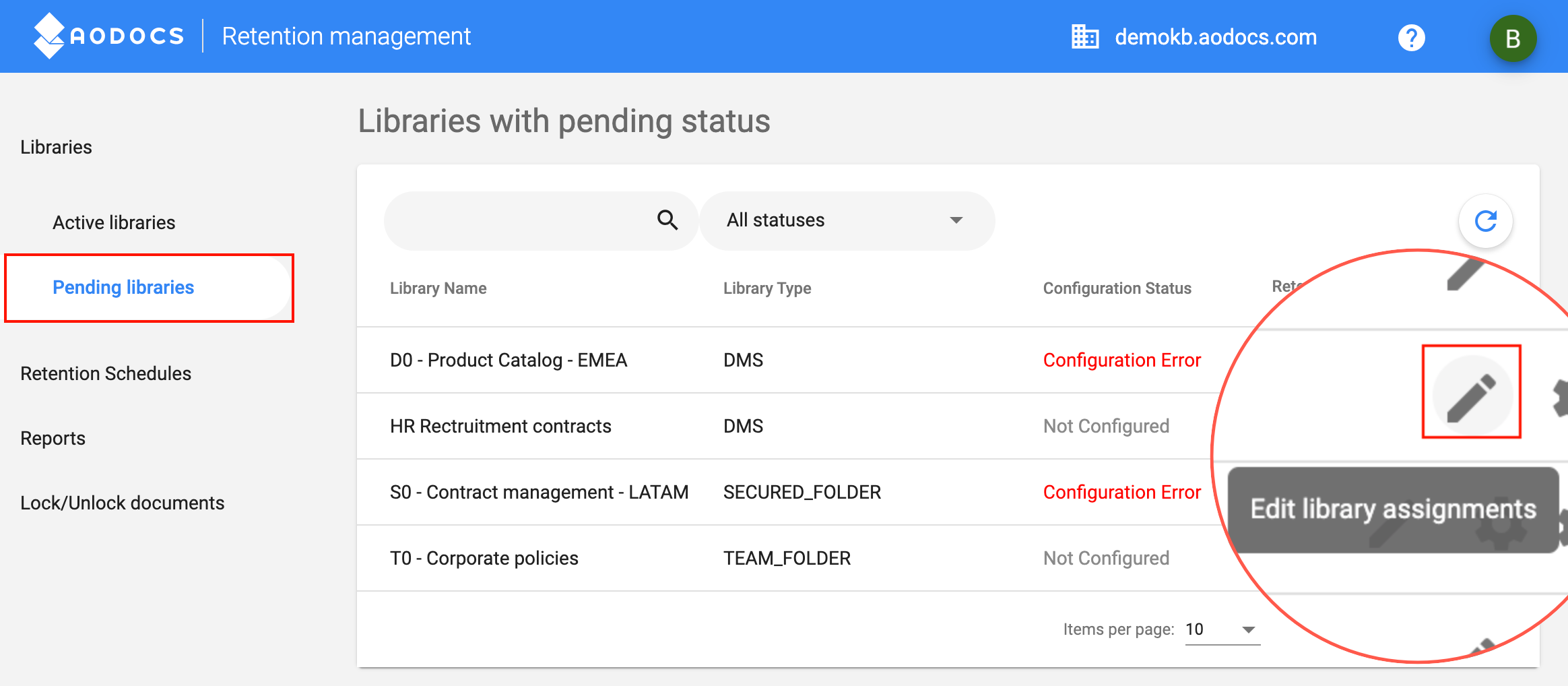 Assign retention schedules to AODocs libraries – AODocs Knowledge Base