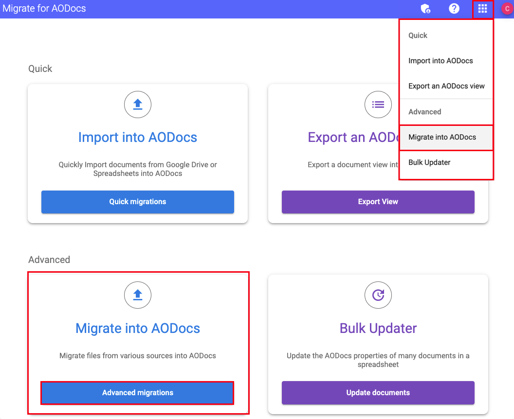 Run migrations in advanced mode – AODocs Knowledge Base