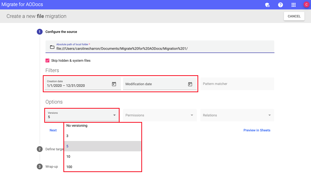 Run migrations in advanced mode – AODocs Knowledge Base