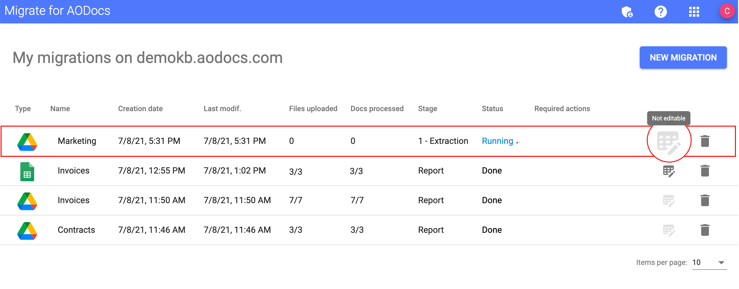 Run migrations in quick mode – AODocs Knowledge Base