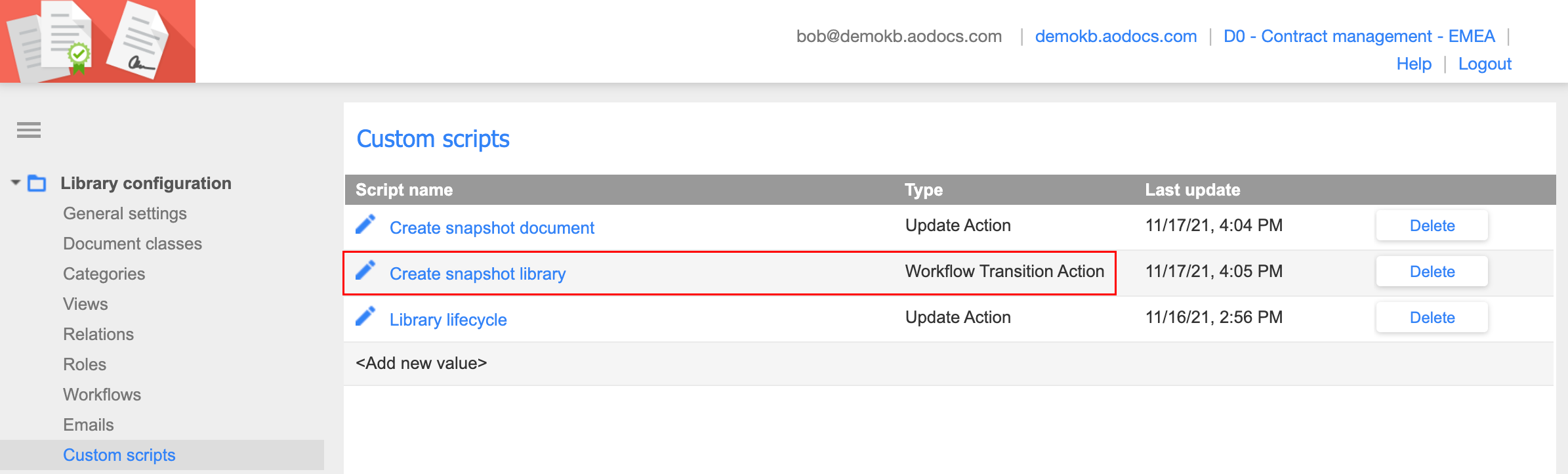 Set Up Custom Scripts In Your Folio Libraries Aodocs Knowledge Base