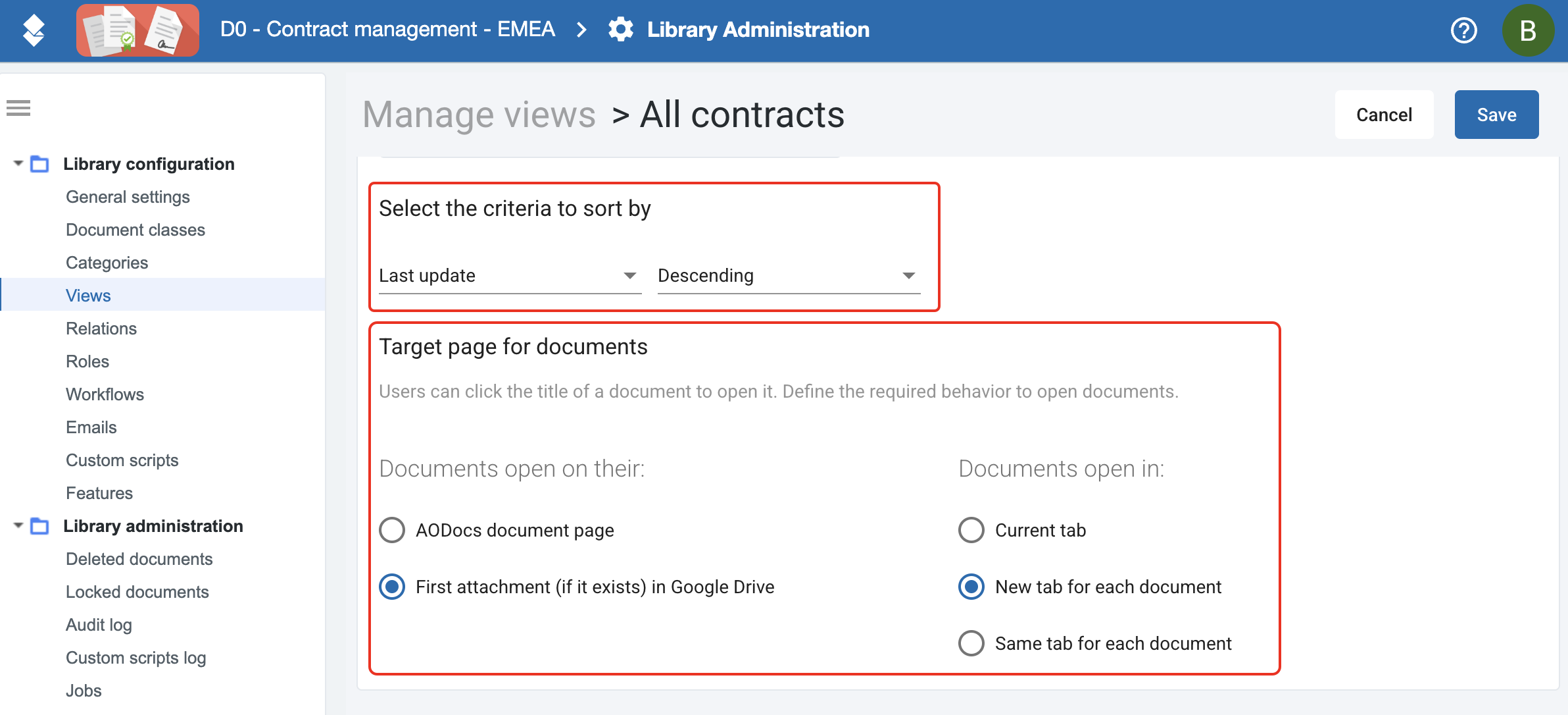 Configure views in the legacy library administration – AODocs Knowledge ...